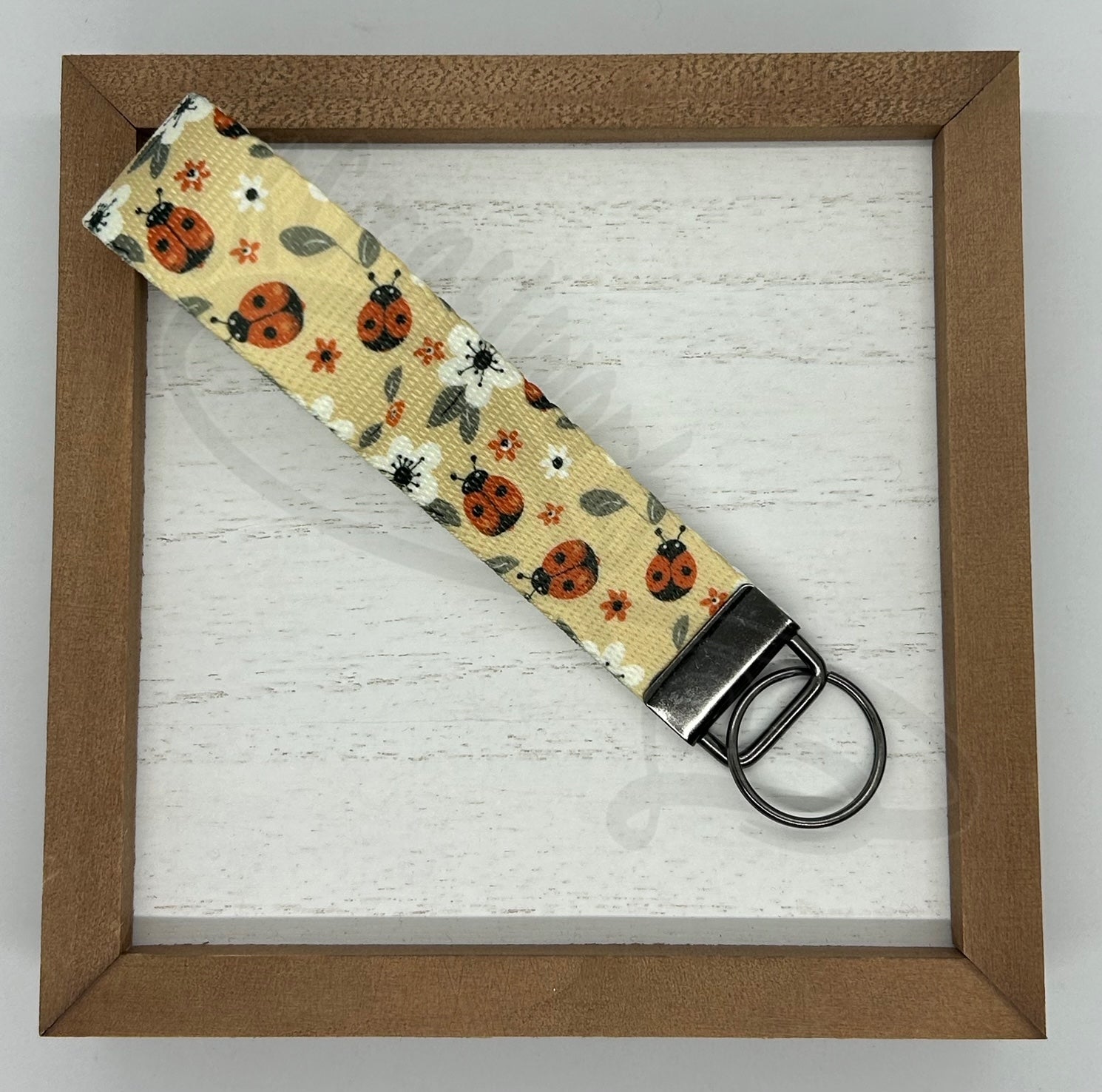Key Fob keychain wristlet- Beige ladybugs – LKCraftworks